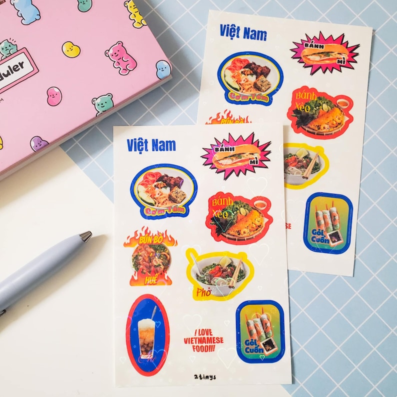 I Love Vietnamese Food Heart Holo Sticker Sheet | Cute, Funny ...