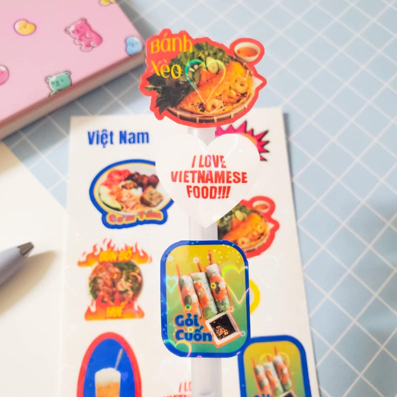 I Love Vietnamese Food Heart Holo Sticker Sheet | Cute, Funny ...