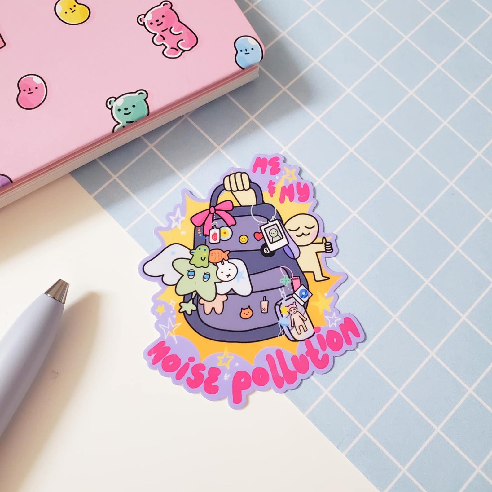Me and My Noise Pollution Glossy Vinyl Sticker | Cute Trinket, Bag ...