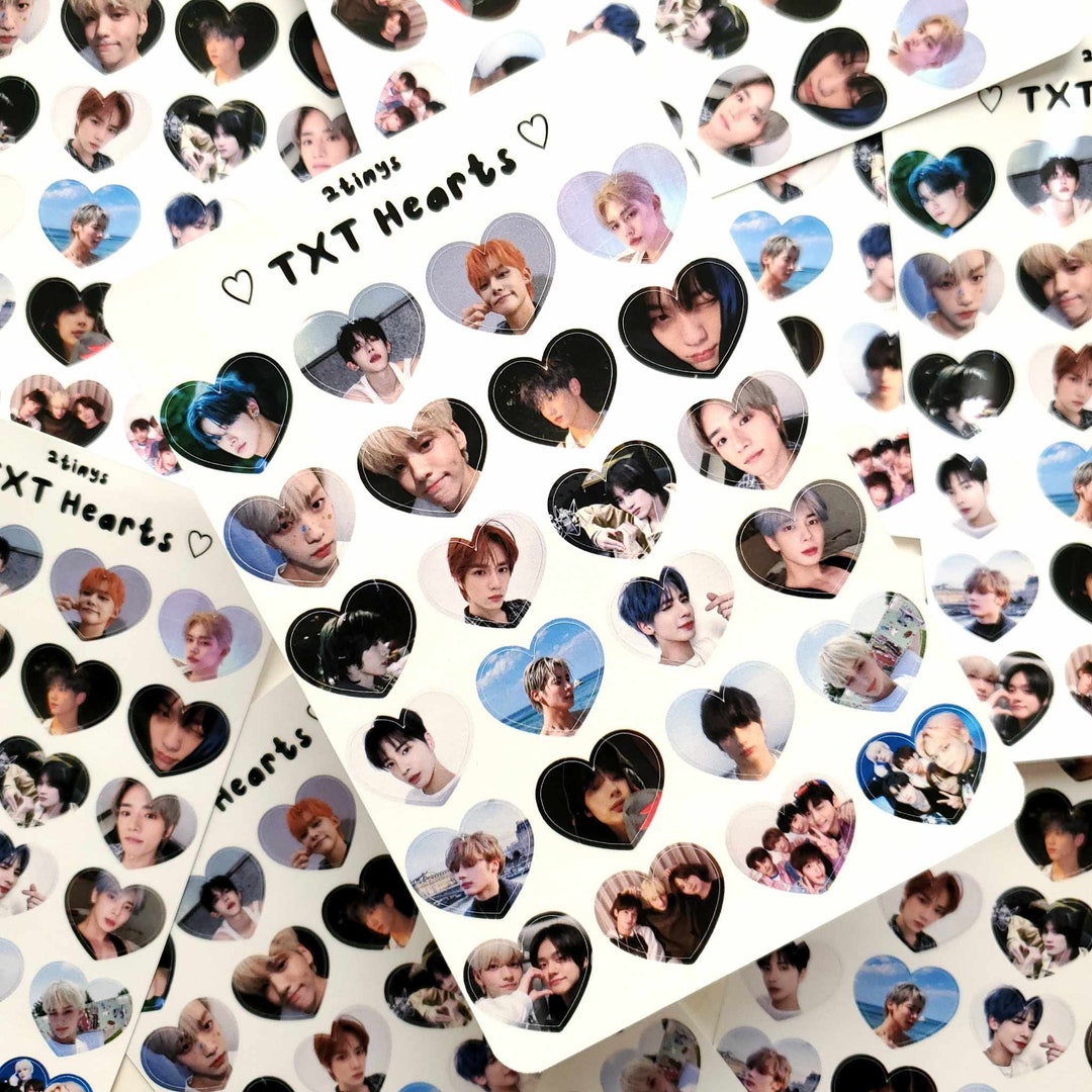 Txt Hearts Sticker Sheet | 24 Pcs | Aesthetic Cute Kpop Stickers for ...