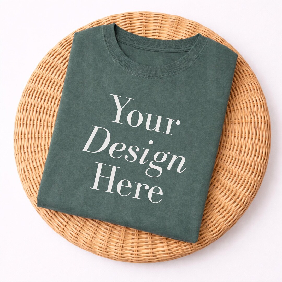 Blue Spruce Comfort Colors 1717 Mockup Flat Lay Folded Shirt Mockups ...