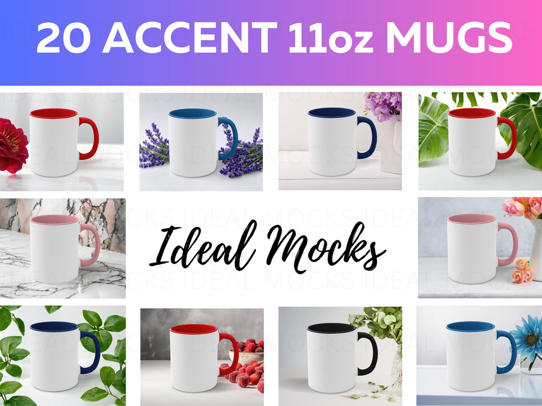 11 Oz Accent Coffee Mug Mockup Bundle White Ceramic Colored - Etsy