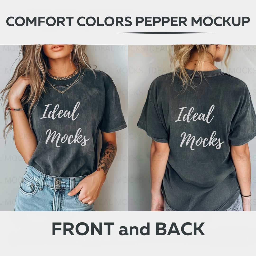 Comfort Colors Pepper Mockup Front and Back Mockup Comfort Colors 1717 ...