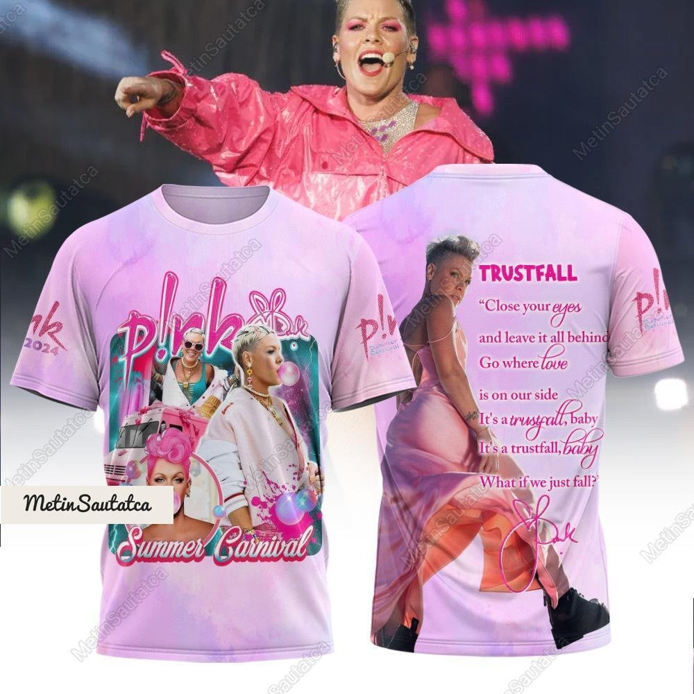 Pnk Pink Singer Summer Carnival 2024 Hoodie, Pink Trustfall T-shirt ...