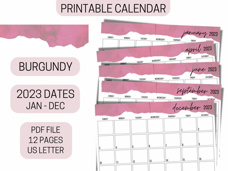 Printable 2023 Monthly Calendars instant Download Digital - Etsy