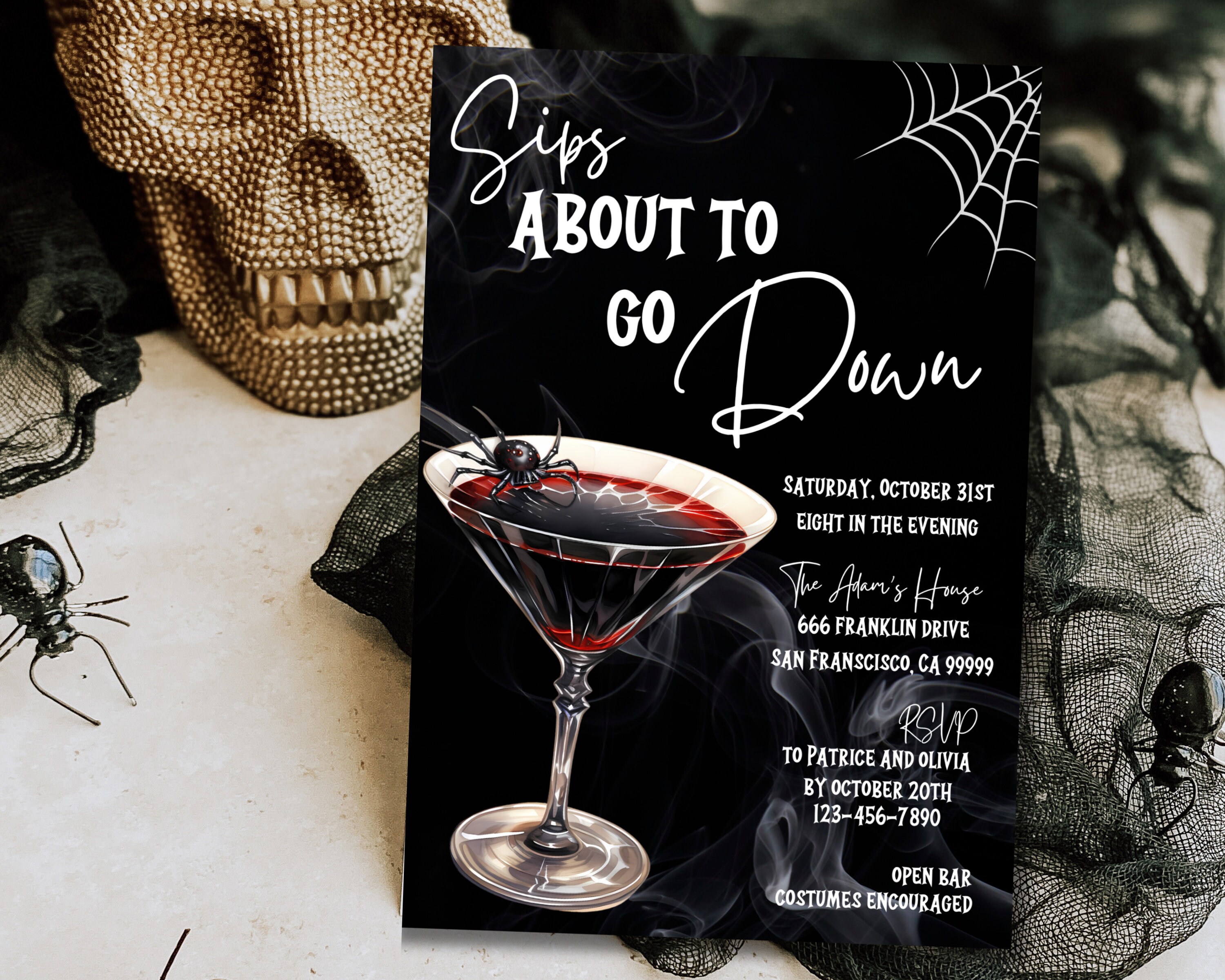Adult Halloween Party Invitation, Sips About to Go Down, Booze and Boos ...