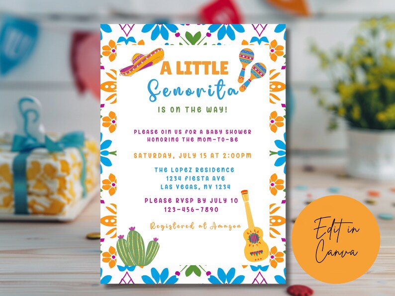 Cielito Lindo Invitation Mexican Theme Baby Shower Girl Shower Invite ...