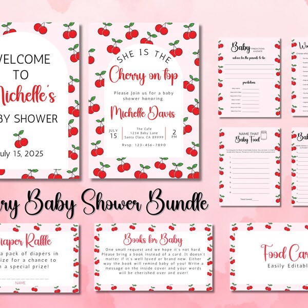 Cherry Theme Baby Shower - Etsy