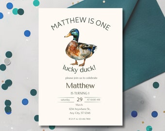 One Lucky Duck 1st Birthday Invitation - Etsy