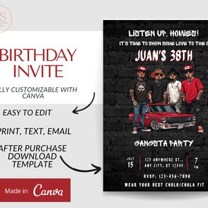 Cholo Birthday Party Invitation Cholo Theme Party Invitation Gangster ...