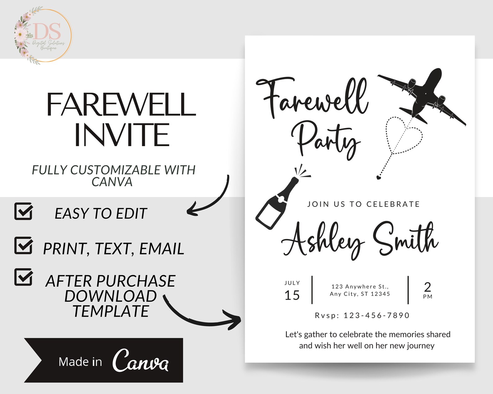 Digital Invite Farewell Going Away Party Invitation Going Away Invite ...