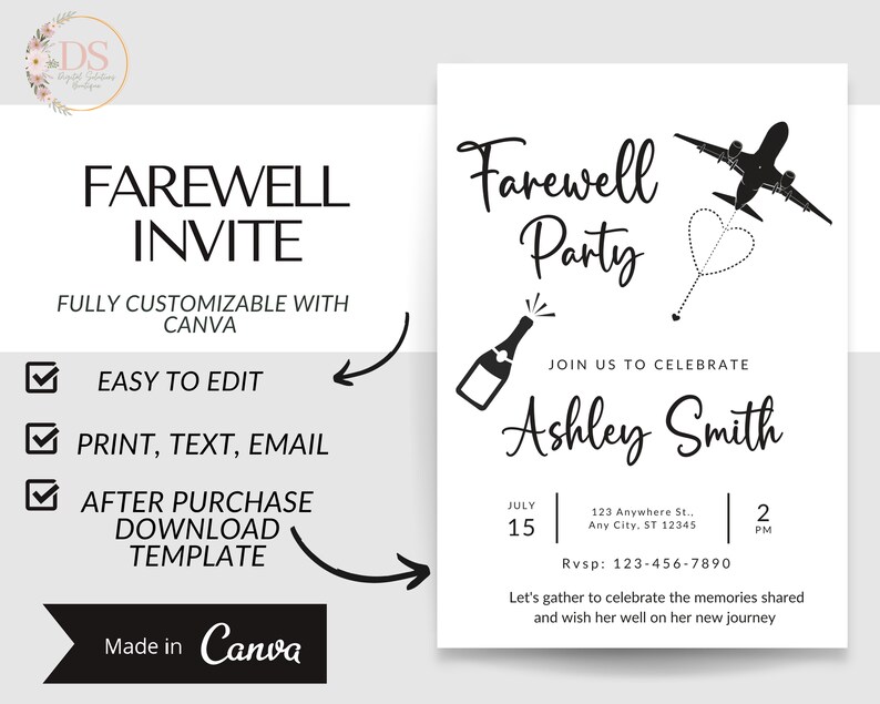 Digital Invite Farewell Going Away Party Invitation Going Away Invite ...