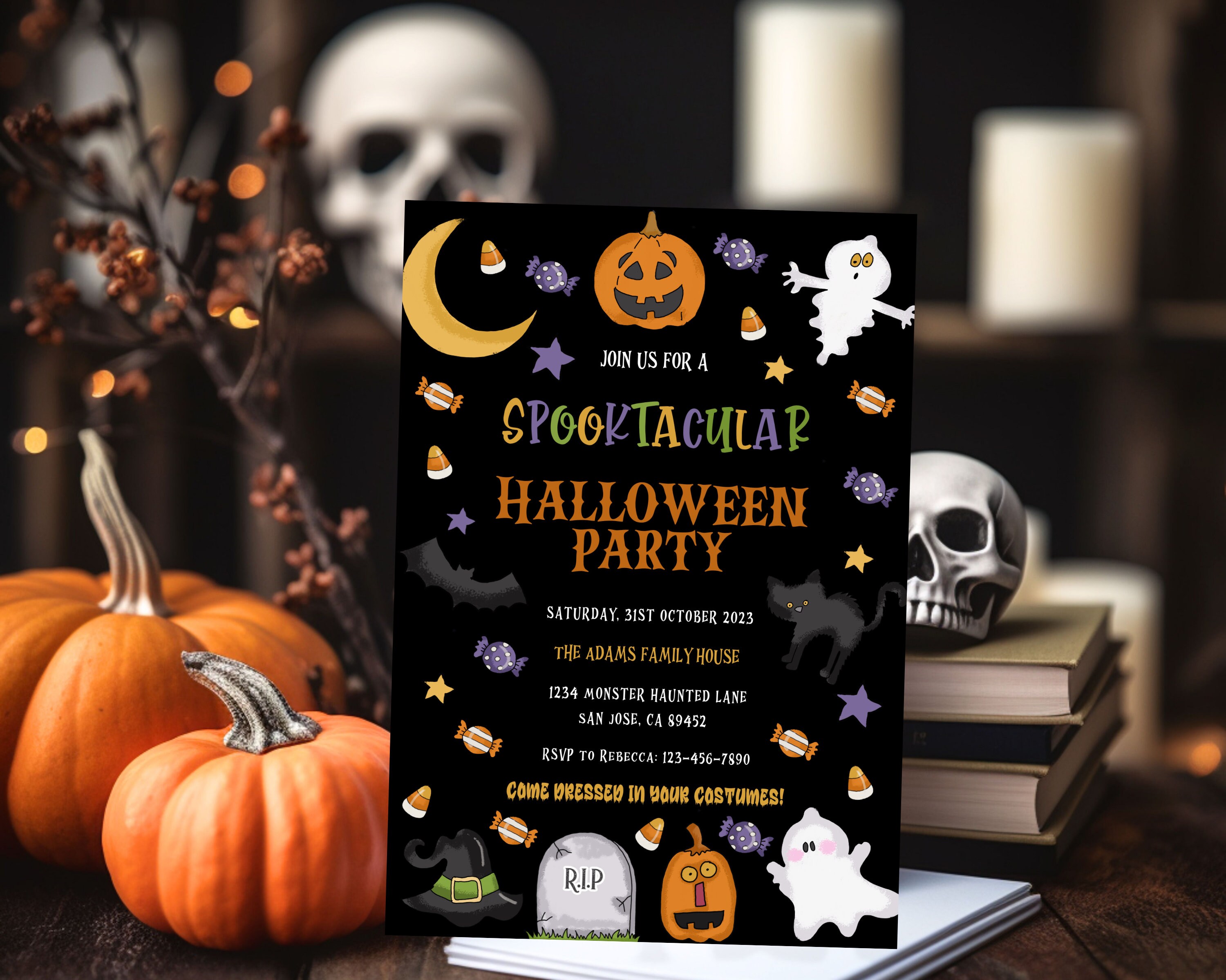 Editable Halloween Invitation, Halloween Party Invitation, Halloween ...