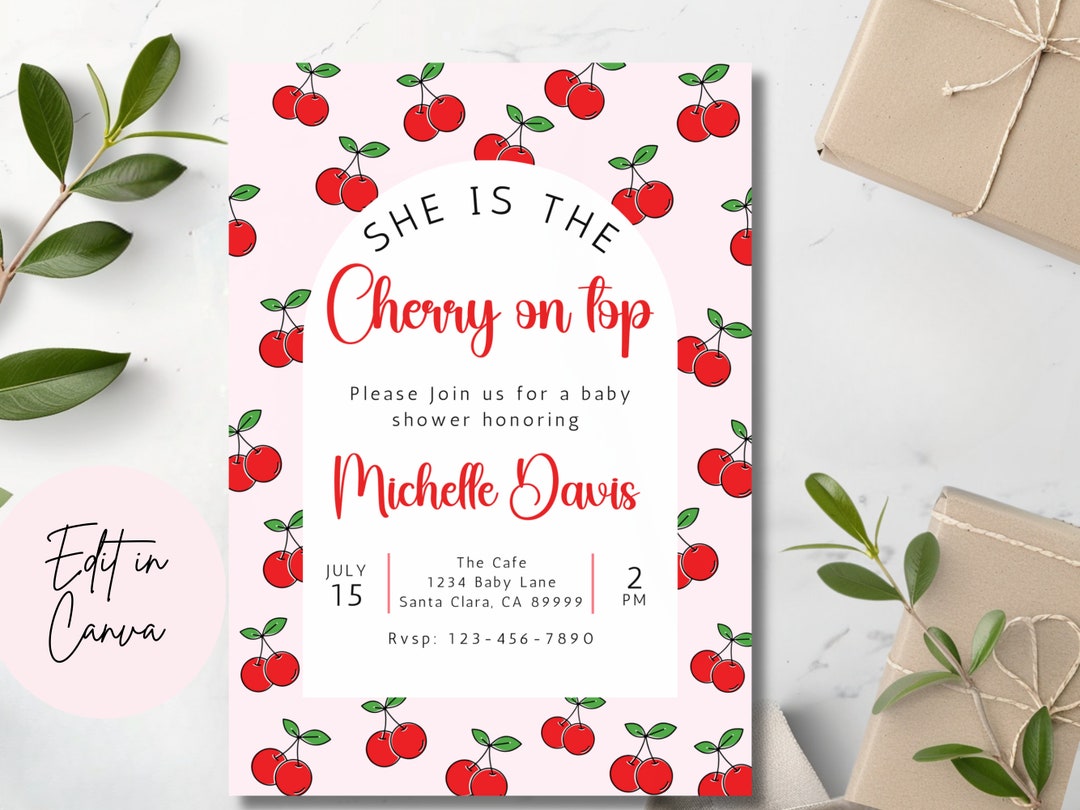Cherry Baby Shower Invitation Cherry on Top Baby Shower Cherry Theme ...