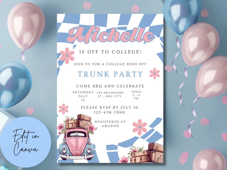 College Trunk Party Invitation Digital Trunk Party Invitation Template ...