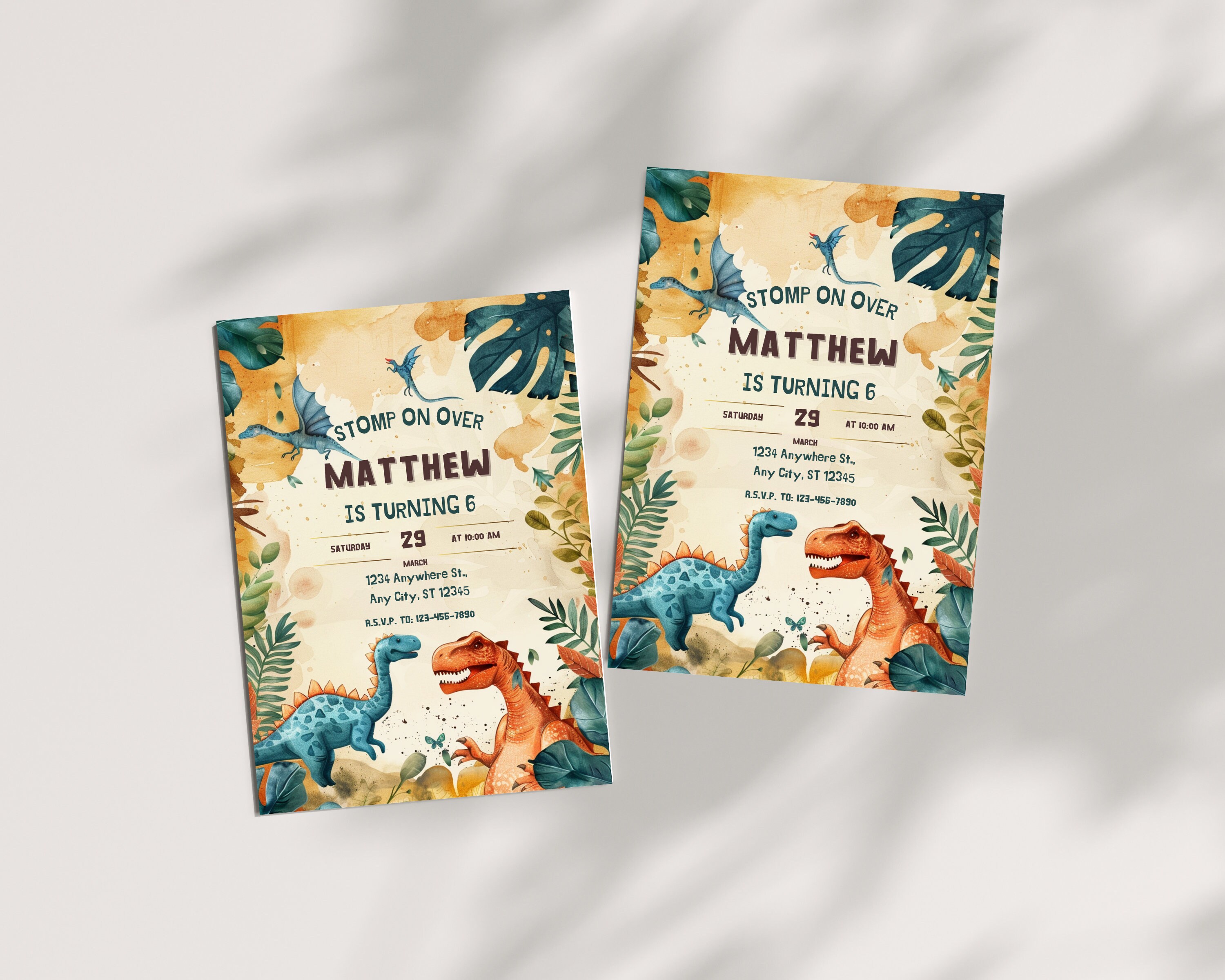 Editable Dinosaur Birthday Invitation Personalized Dino Party Invite ...