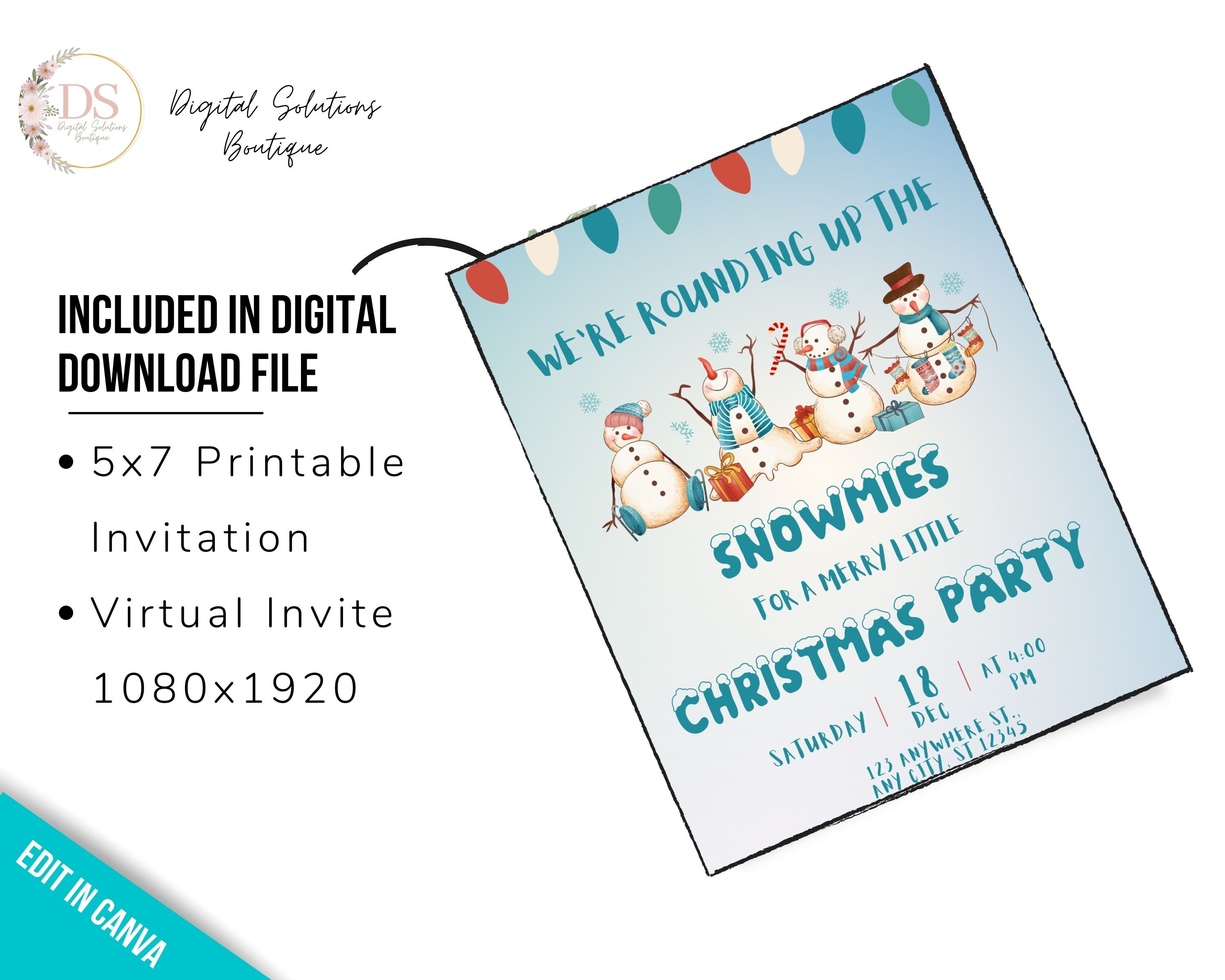 Editable Christmas Party Invitation Template Snowman, Friendsmas ...
