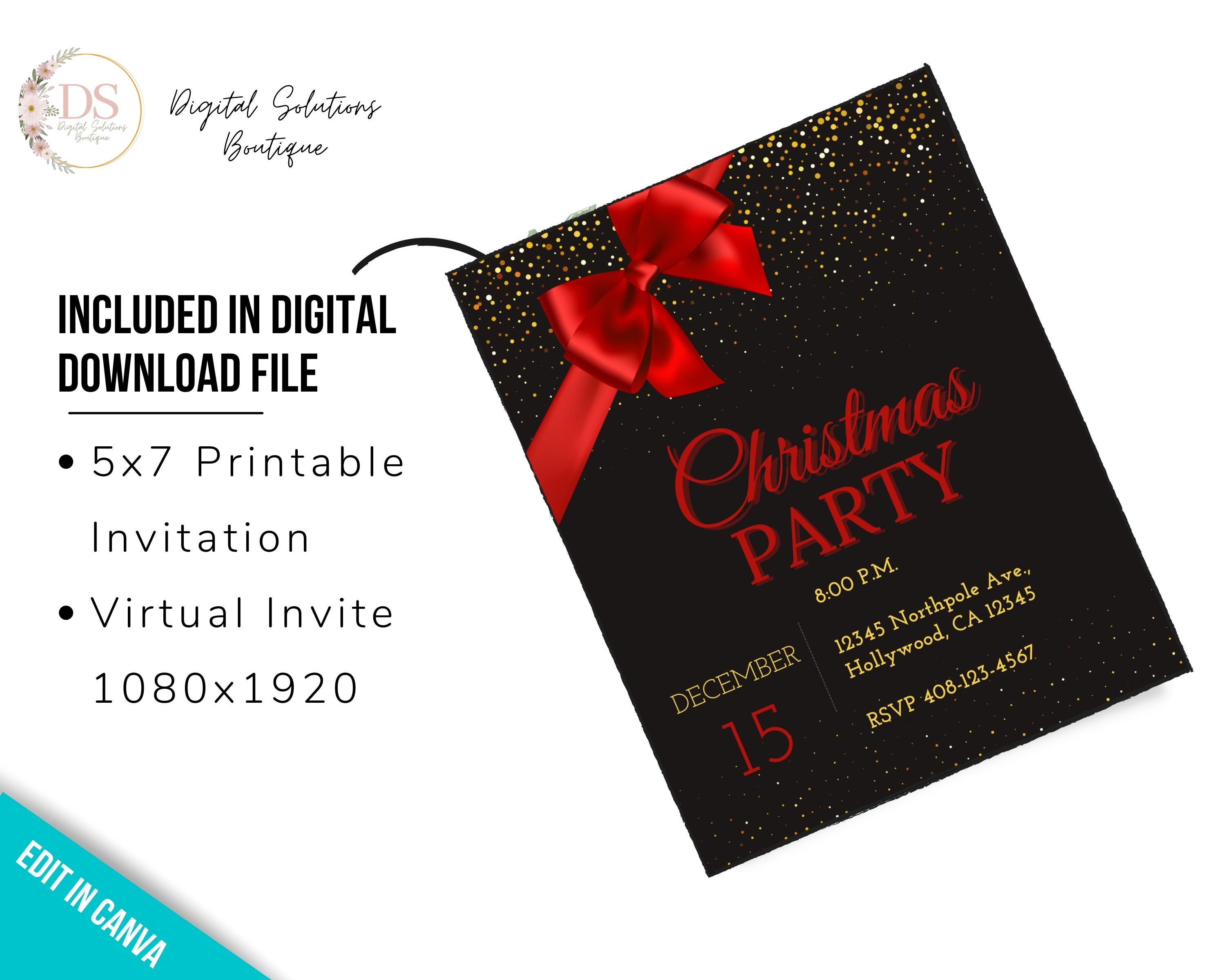 Editable Christmas Party Invitation Template, Christmas Party ...