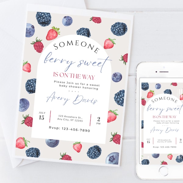 Berry Themed Baby Shower Invitation - Etsy