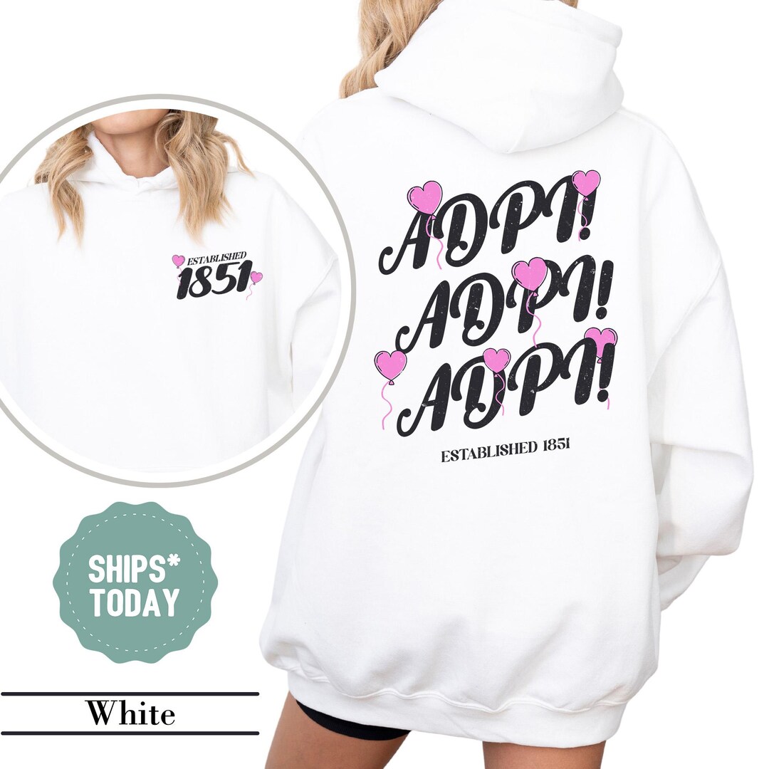 Alpha Delta Pi Balloon Heart Sorority Sweatshirt ADPI Sorority Merch ...