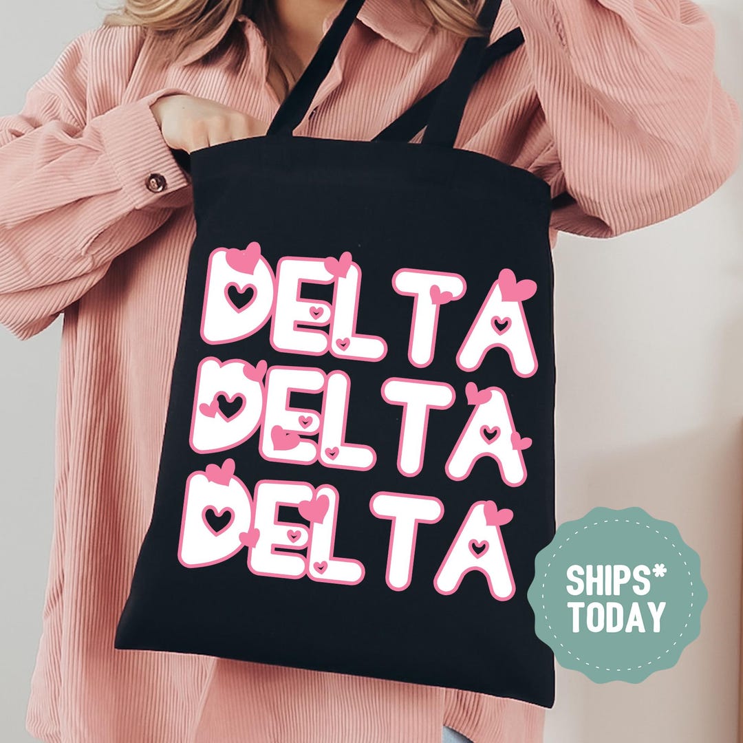 Delta Delta Delta Heart Notes Sorority Tote Bag - Tri Delta Merch - Big ...