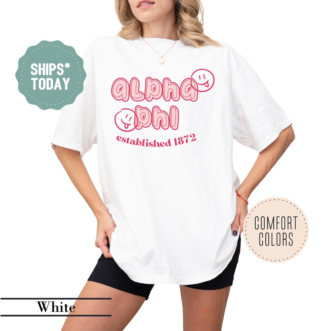 Alpha Phi Blush Beam Sorority T-shirt - APHI Sorority Letters Shirt ...