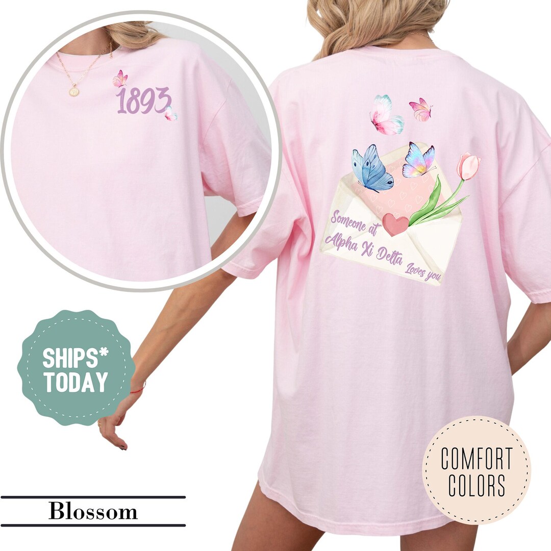 Alpha Xi Delta Floral Letter Sorority T-shirt - AXID Sorority Letters ...