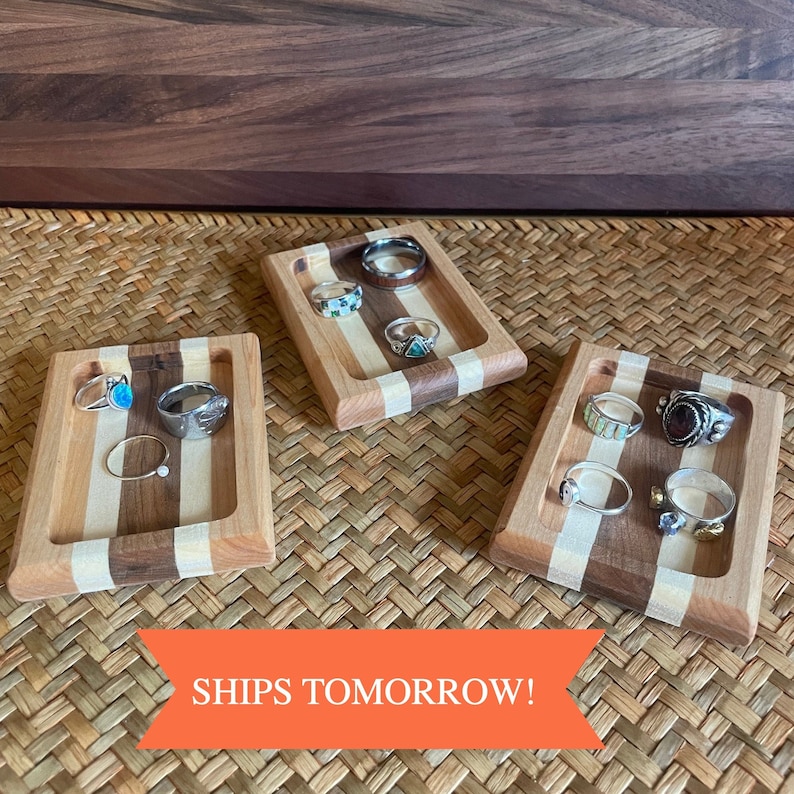 Wooden Ring Dish and Earring Tray Small Jewelry Dish - Etsy