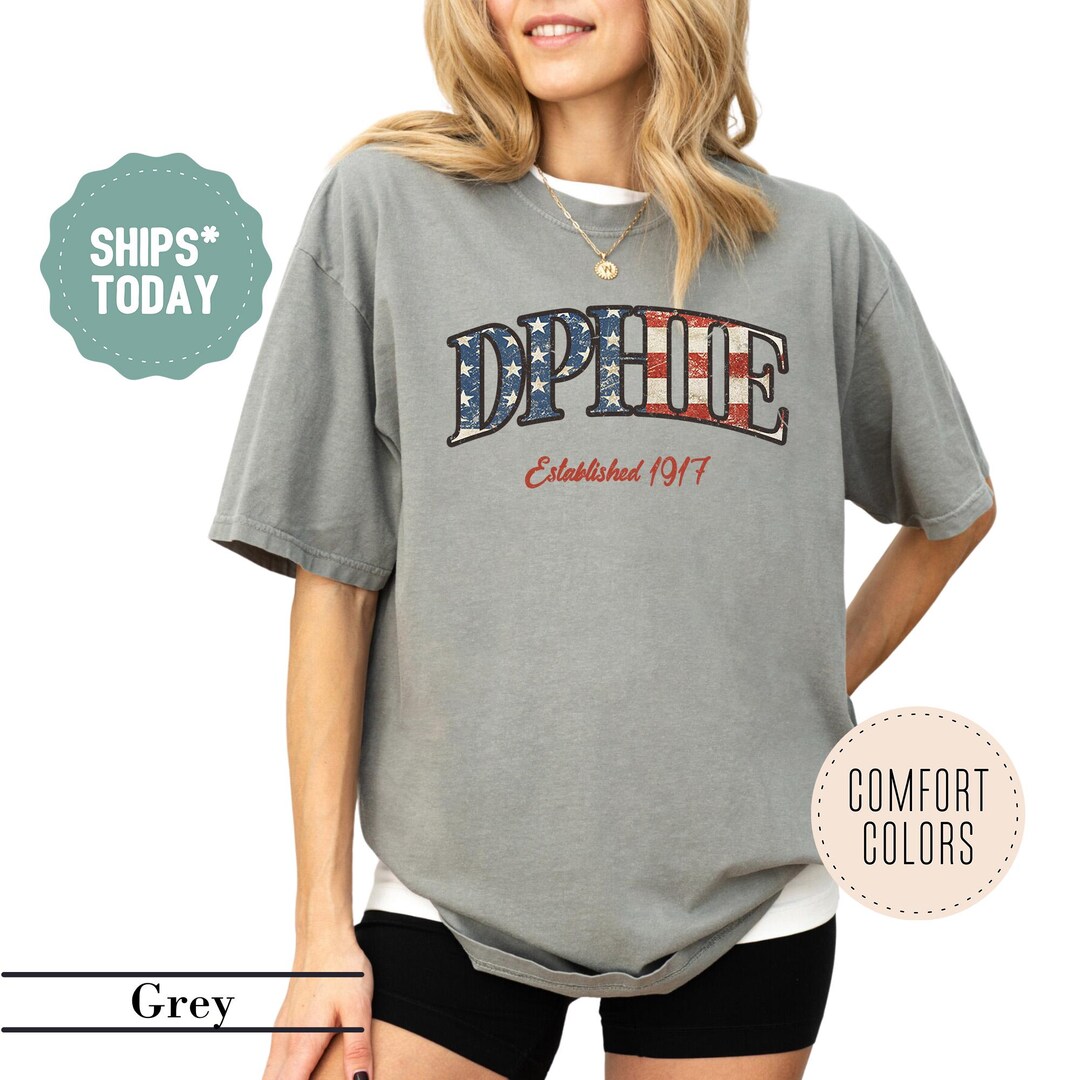Delta Phi Epsilon American Flag Sorority T-shirt DPHIE Sorority Letters ...