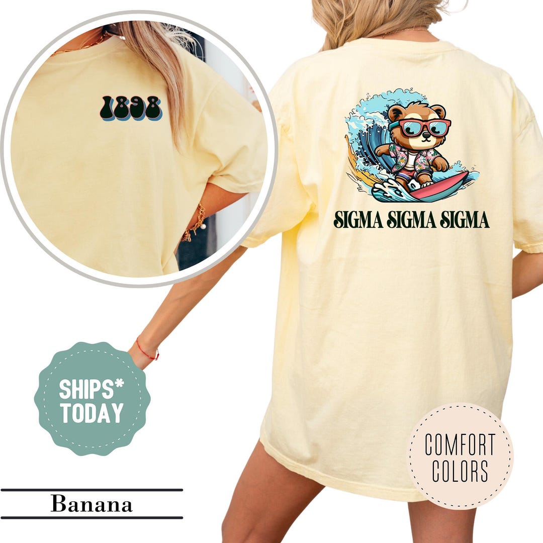 Sigma Sigma Sigma Waves and Surf Sorority T-shirt Tri Sigma Greek Life ...