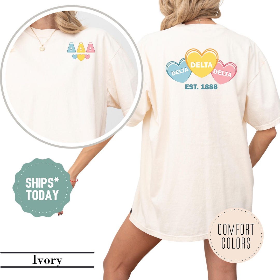 Delta Delta Delta Triple Heart Sorority T-shirt - Tri Delta Greek ...
