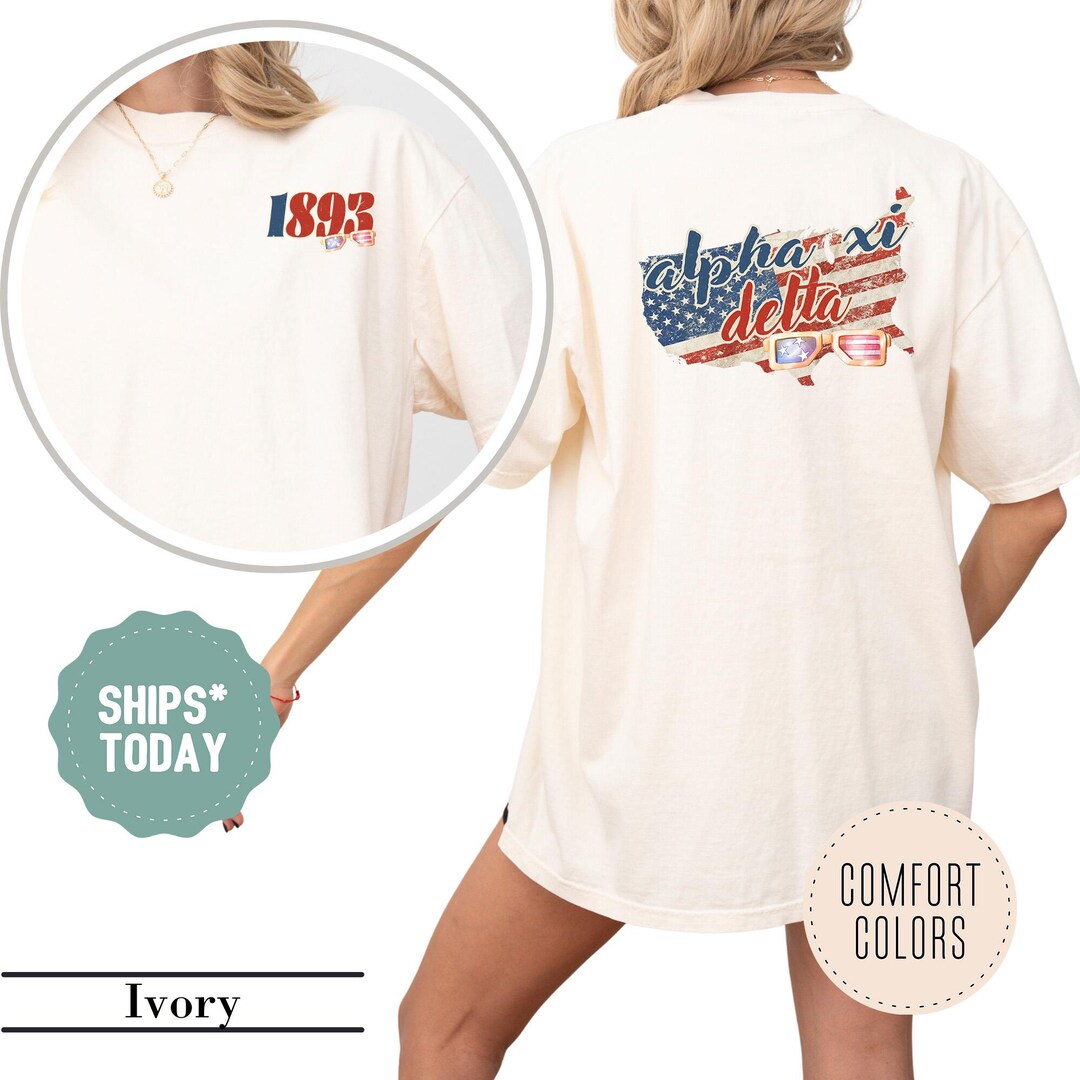 Alpha Xi Delta Patriotic Sorority T-shirt AXID Greek Apparel Big Little ...