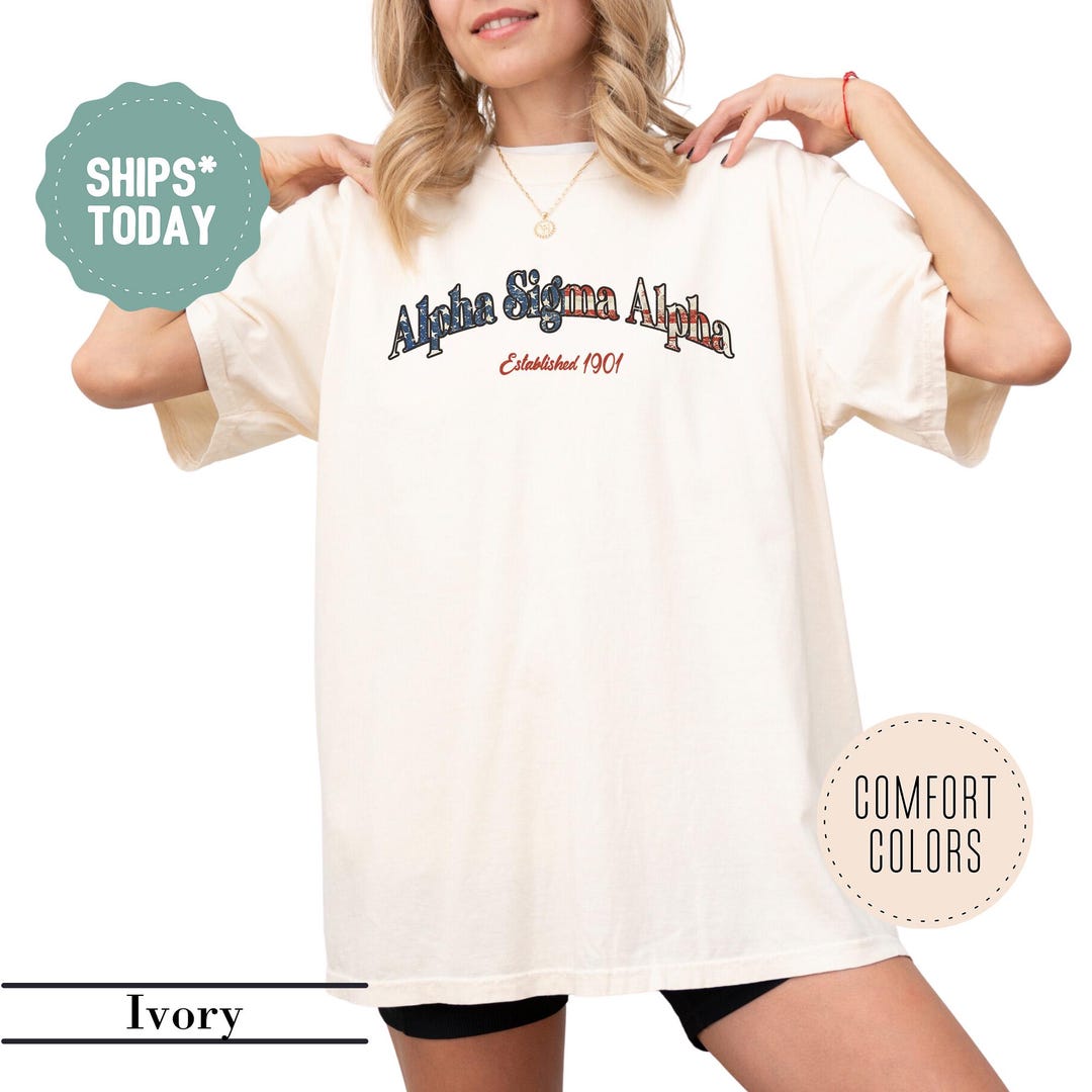 Alpha Sigma Alpha American Flag Sorority T-shirt ASA Sorority Letters ...