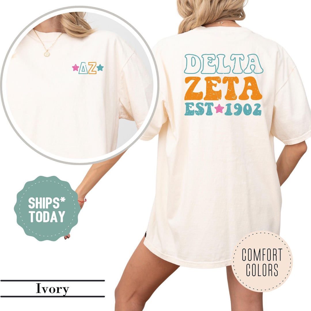 Delta Zeta Chromatic Letters Sorority T-shirt - Dee Zee Sorority ...
