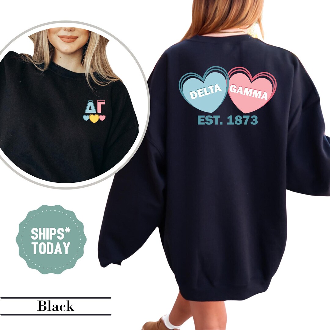 Delta Gamma Triple Heart Sorority Sweatshirt - Dee Gee Sorority Letters - Big Little Merch ...