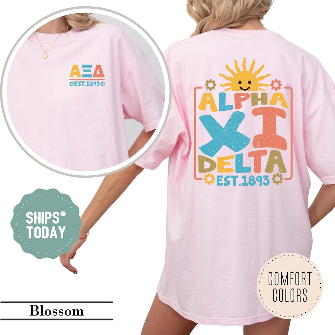 Alpha Xi Delta Sunshine Sorority T-shirt AXID Comfort Colors Tees Big ...