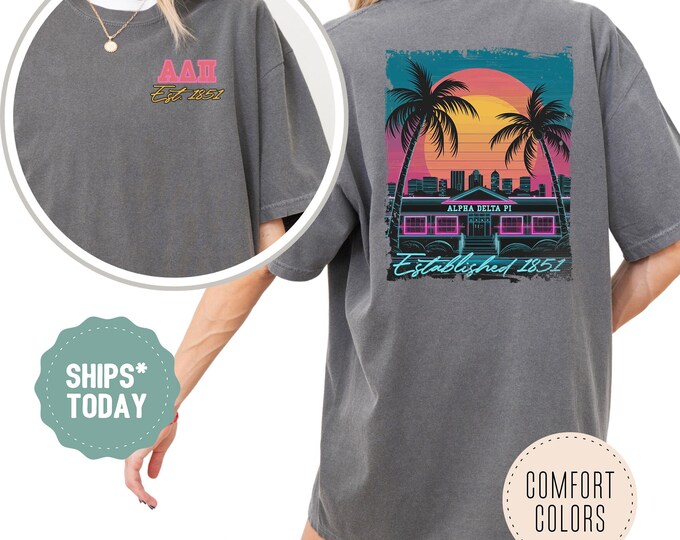 Alpha Delta Pi Comfort Colors Sorority T-shirt | ADPI Sorority Letters ...