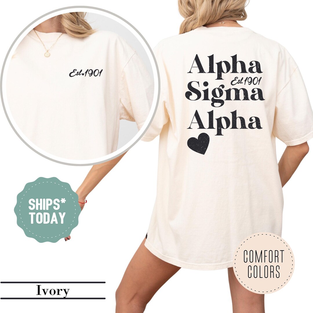 Alpha Sigma Alpha Black Heart Sorority T-shirt ASA Sorority Shirt ...