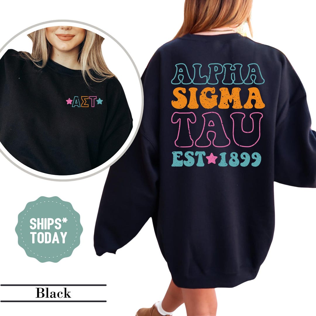 Alpha Sigma Tau Chromatic Letters Sorority Sweatshirt - Sorority Letters - Alpha Sigma Tau ...