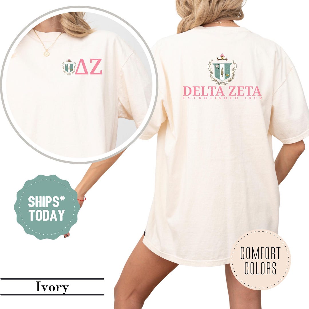 Delta Zeta Sister Mark Sorority T-shirt Dee Zee Coat of Arms Sorority ...