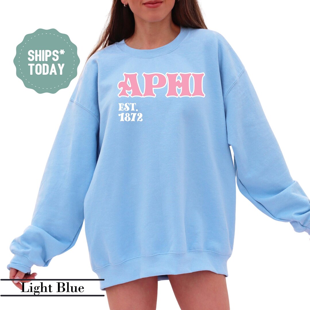 Alpha Phi Blush Notes Sorority Sweatshirt - APHI Sorority Letters - Big ...