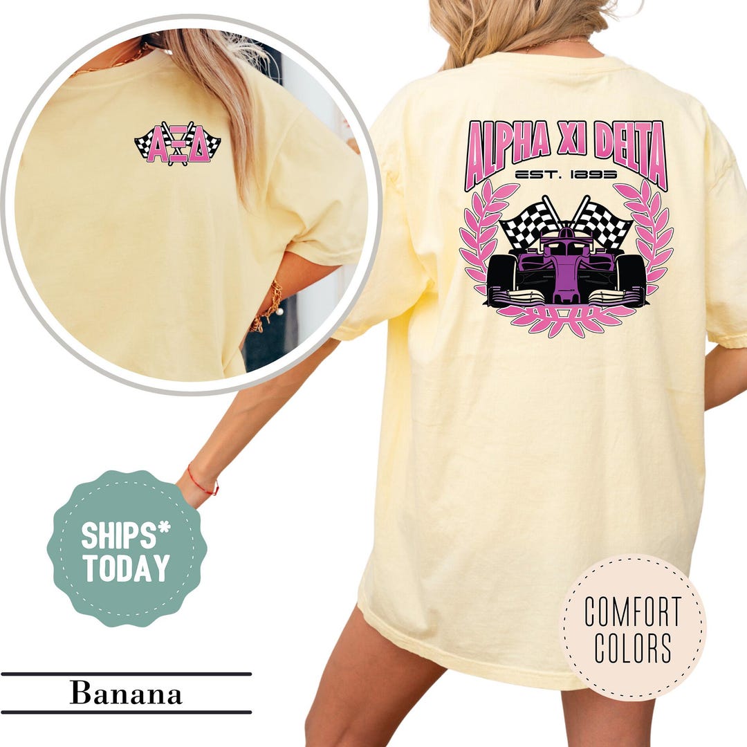 Alpha Xi Delta Racing Cars Sorority Shirt - AXID Sorority Apparel - Big ...