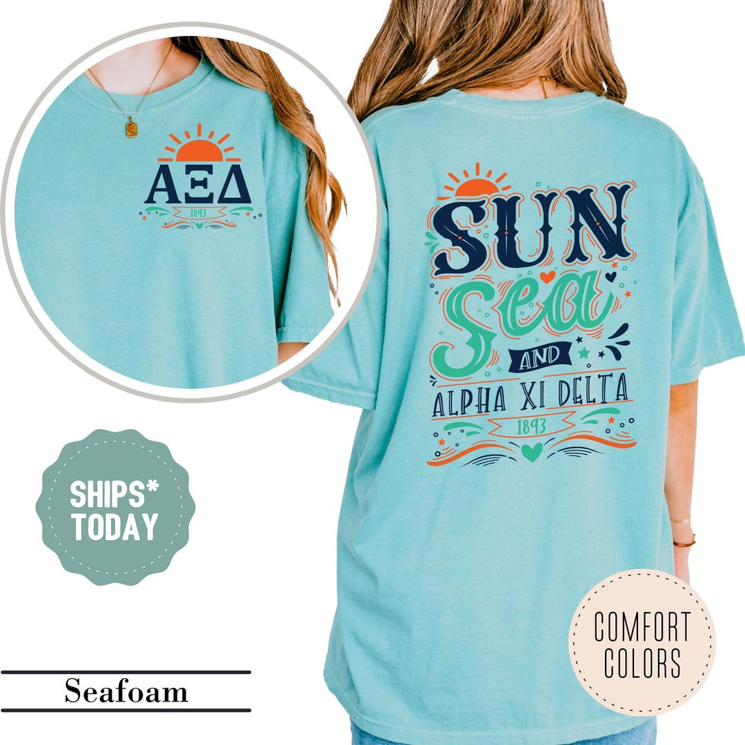 Alpha Xi Delta Sun Sea Sorority T-shirt AXID Sorority Apparel Sorority ...