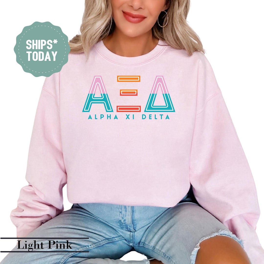 Alpha Xi Delta Colorful Letters Sorority Sweatshirt AXID Greek Letter ...