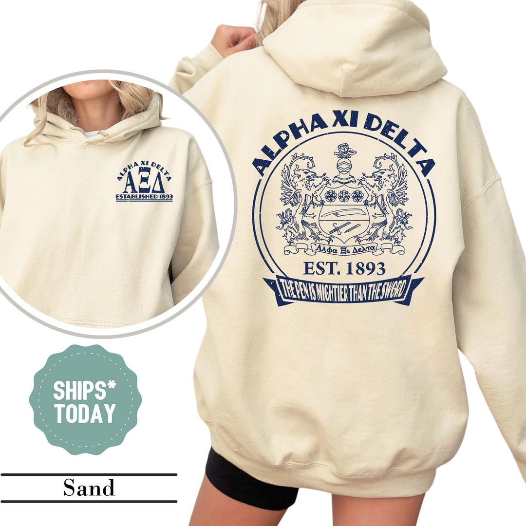 Alpha Xi Delta Arms Circle Sorority Sweatshirt - AXID Coat of Arms ...