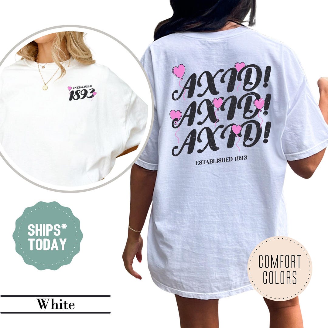 Alpha Xi Delta Balloon Heart Sorority T-shirt - AXID Sorority Merch ...
