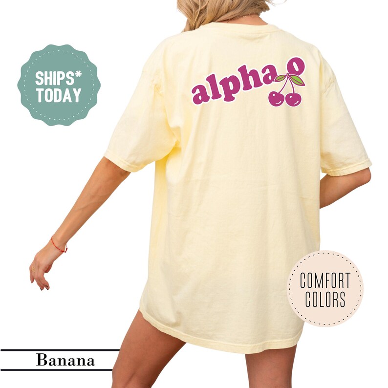 Alpha Omicron Pi Purple Cherry Sorority T-shirt - Alpha O Comfort Colors Shirt - Big Little ...