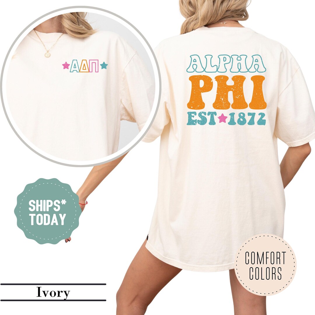 Alpha Delta Pi Chromatic Letters Sorority T-shirt - Adpi Sorority ...