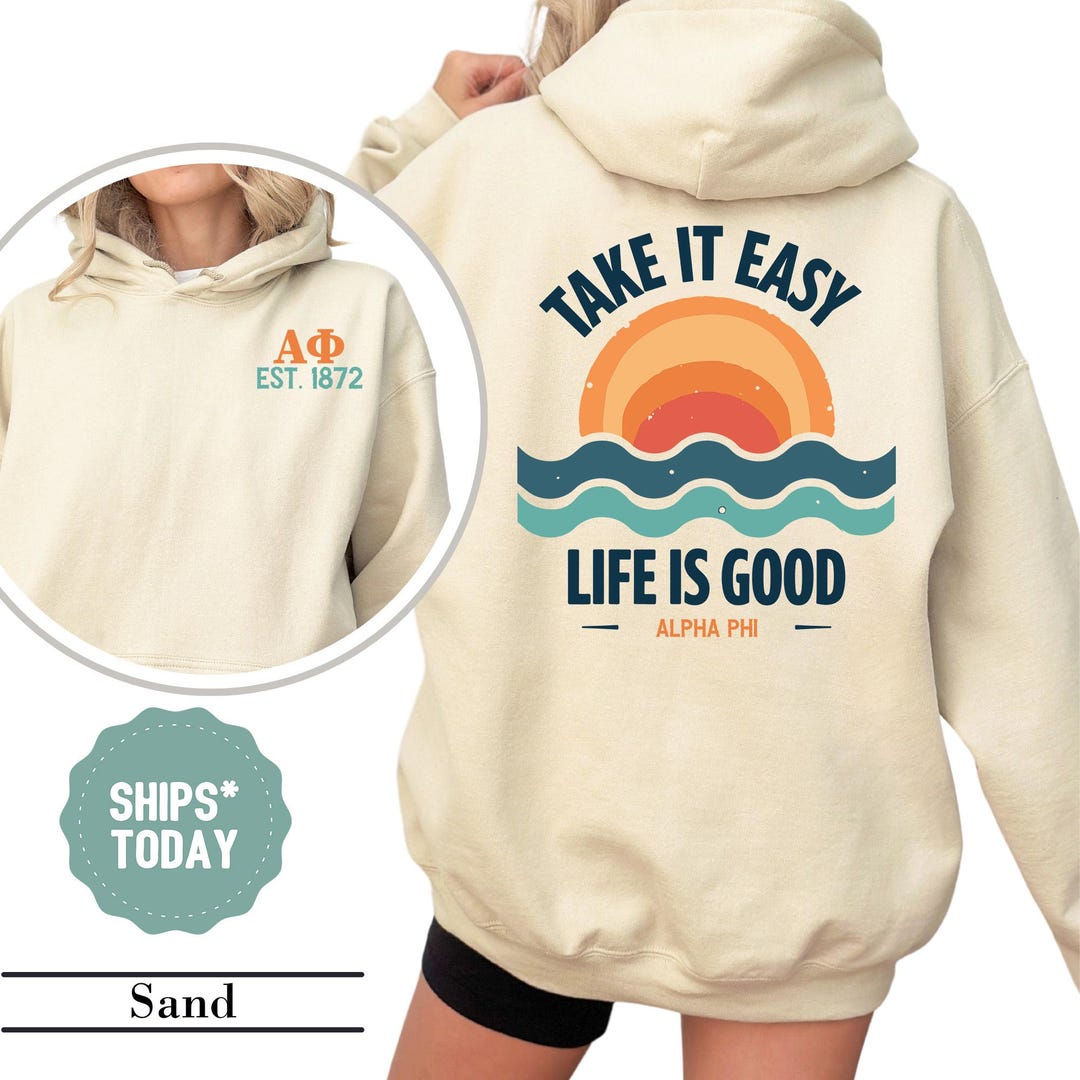 Alpha Phi Happy Life Sorority Sweatshirt - APHI Merch - Big Little ...