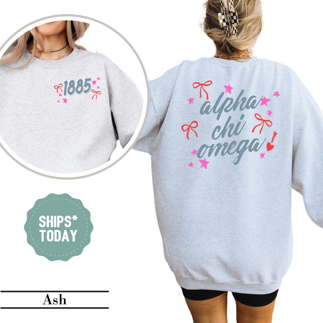 Alpha Chi Omega Fleurish Pink Sorority Sweatshirt - Alpha Chi Sorority ...